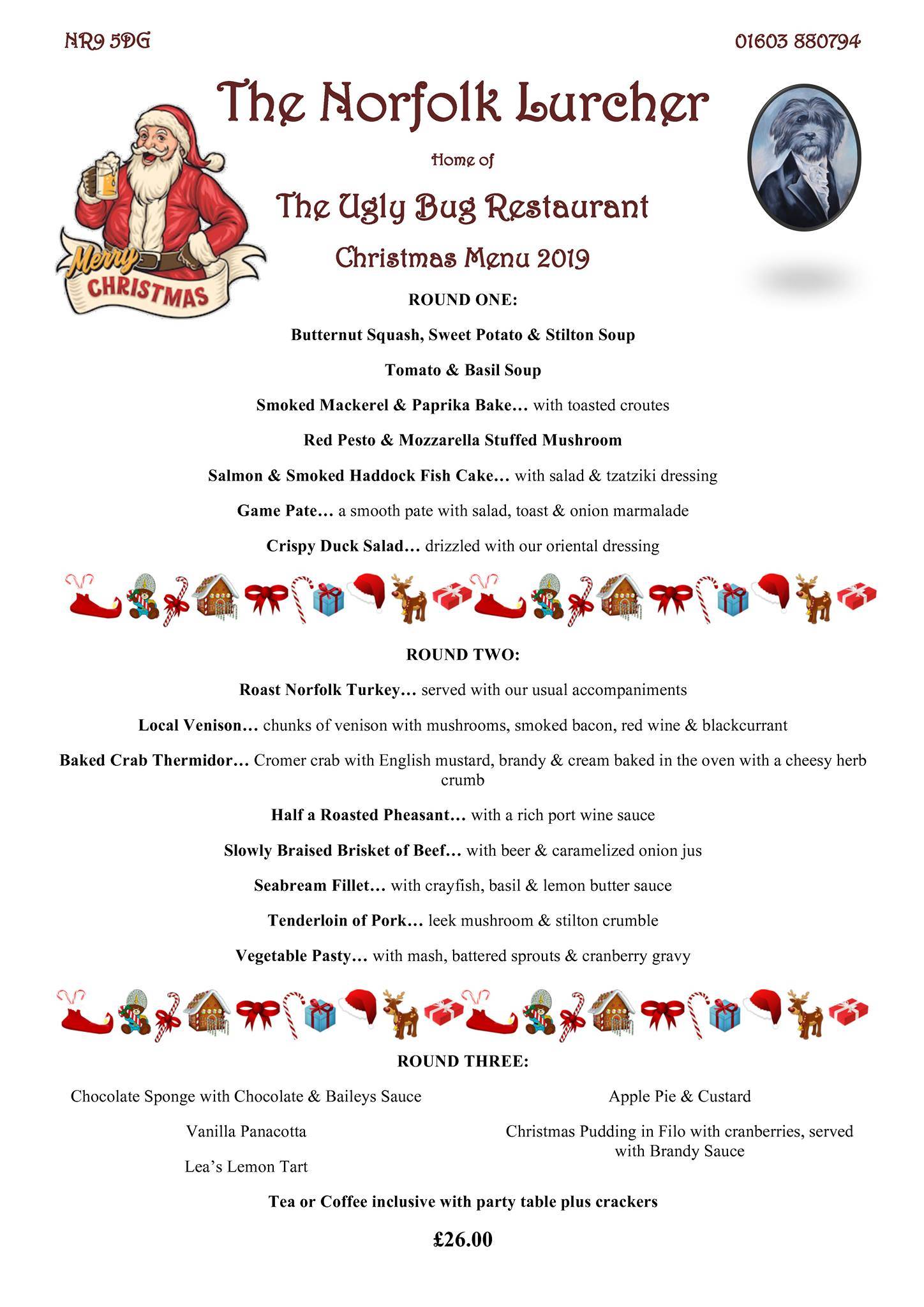 Menu at The Barking Buck, Barford
