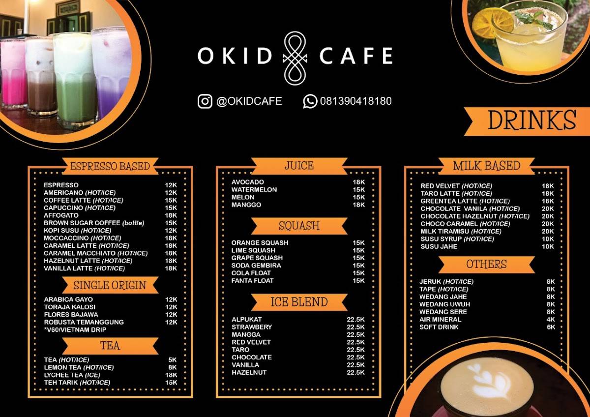 Menu at OKID Cafe, Yogyakarta