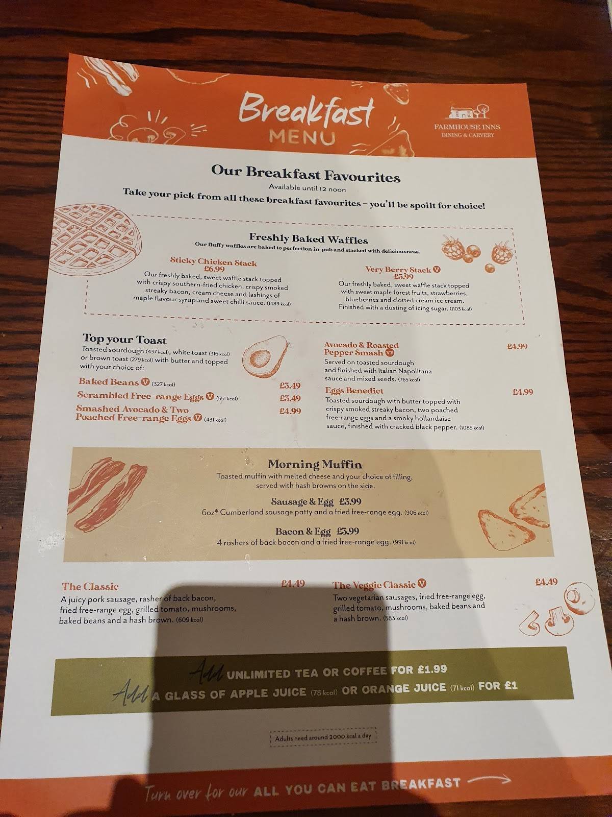 Menu at Oak Tree Farm - Farmhouse Inns pub & bar, Sunderland