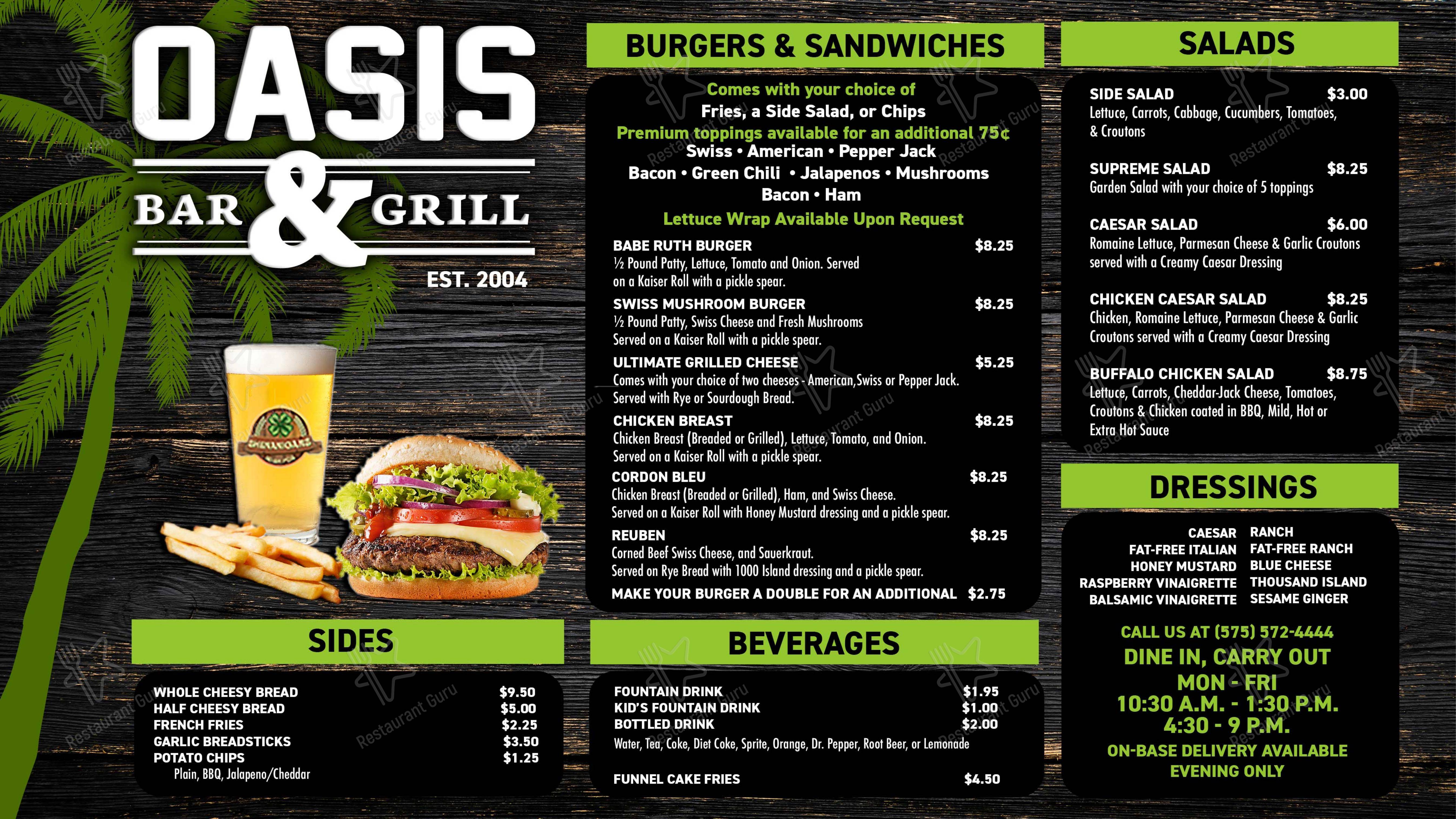 Menu at Piccola Cucina pizzeria, Holloman Air Force Base
