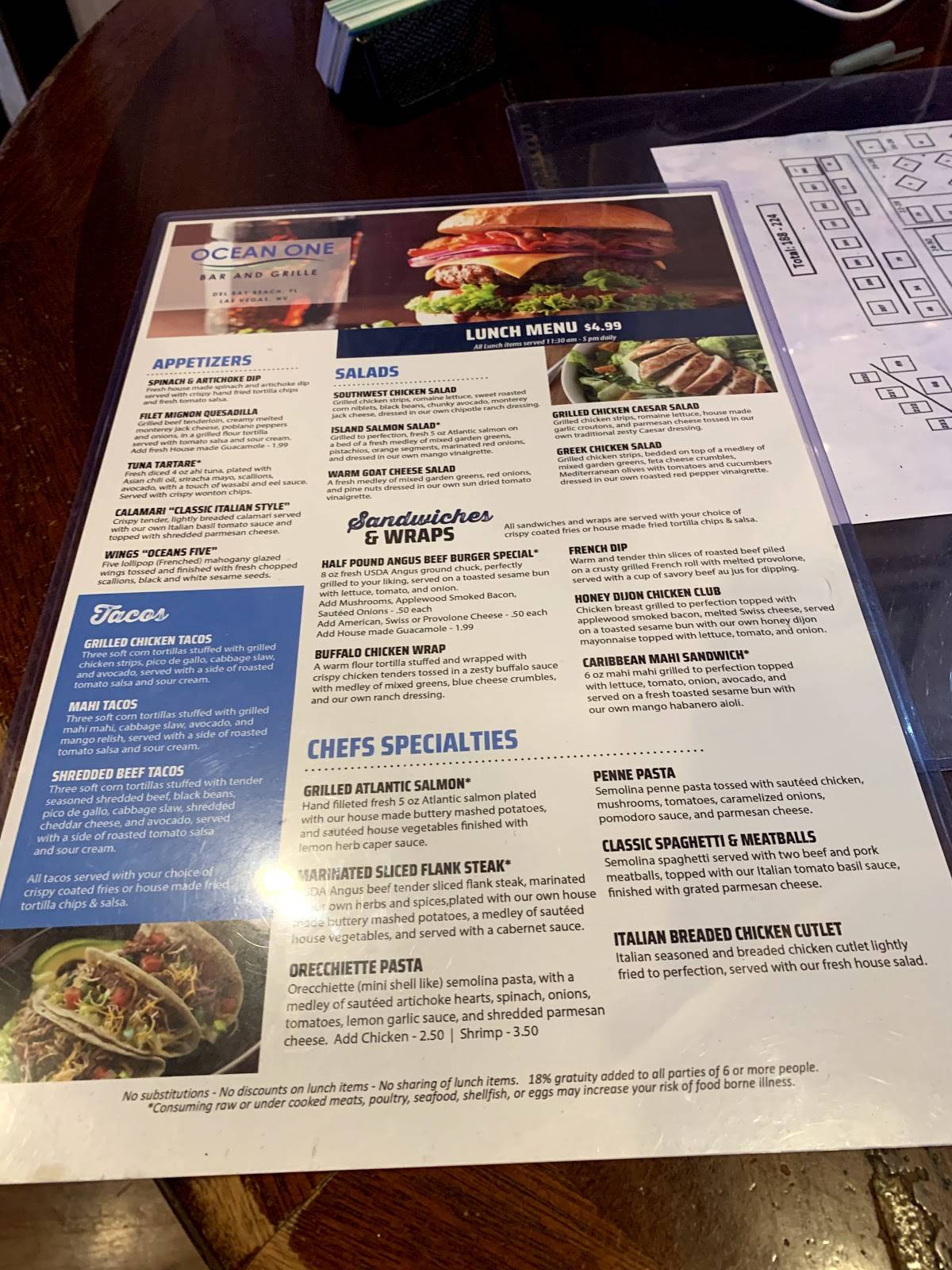 Menu at Ocean One Bar & Grille, Las Vegas
