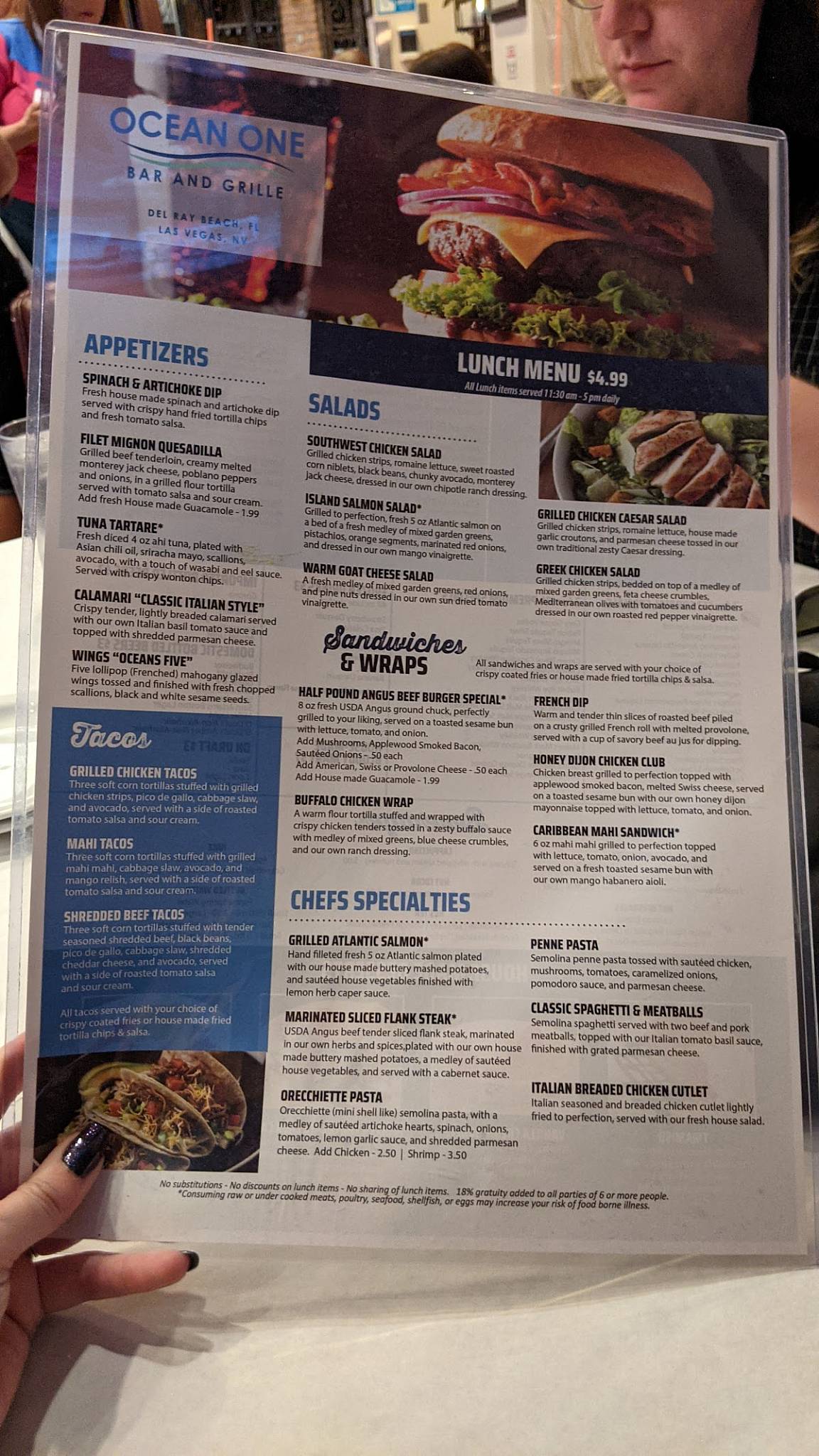 Menu at Ocean One Bar & Grille, Las Vegas