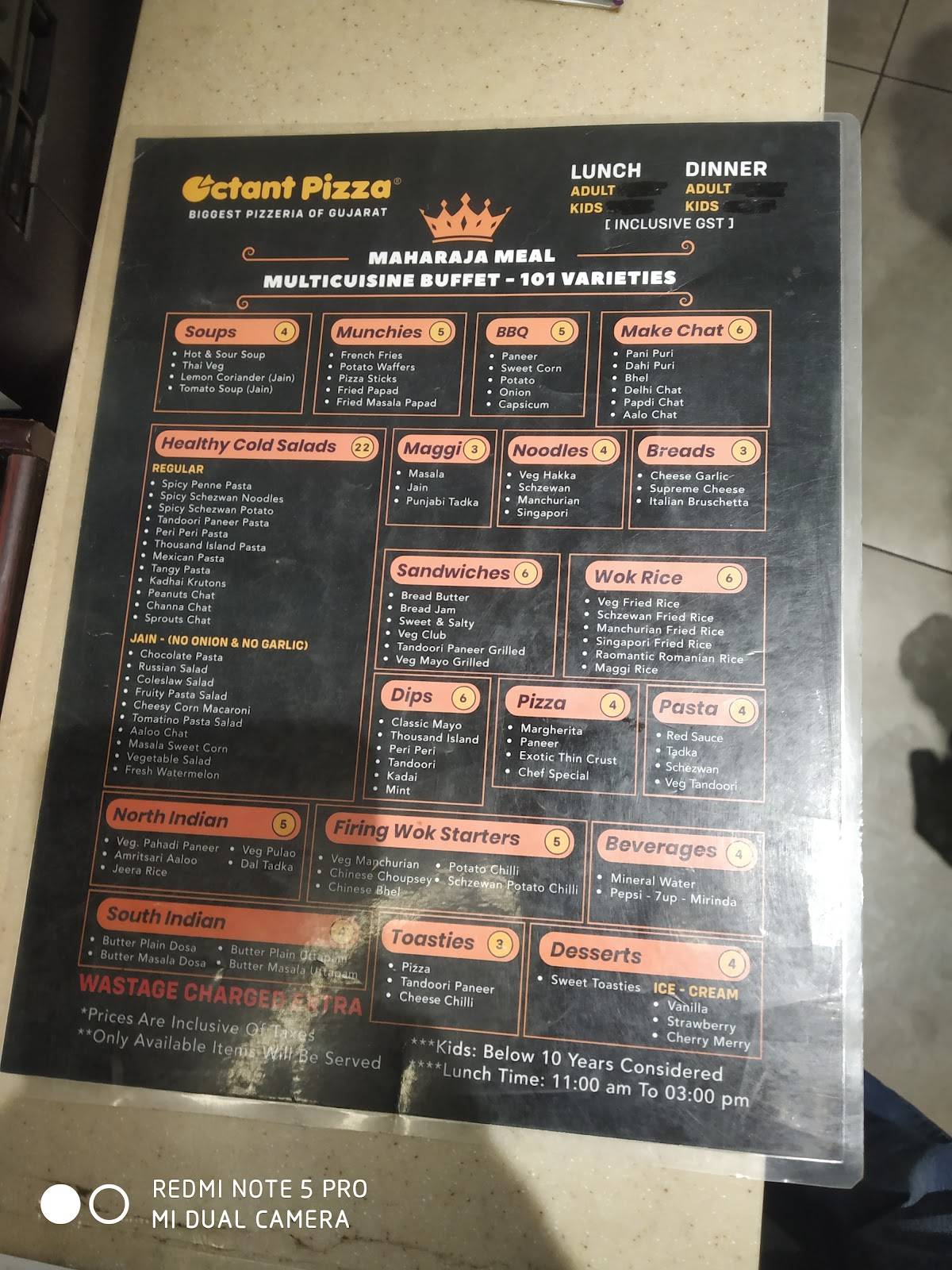 Menu at Octant Pizza, Ahmedabad