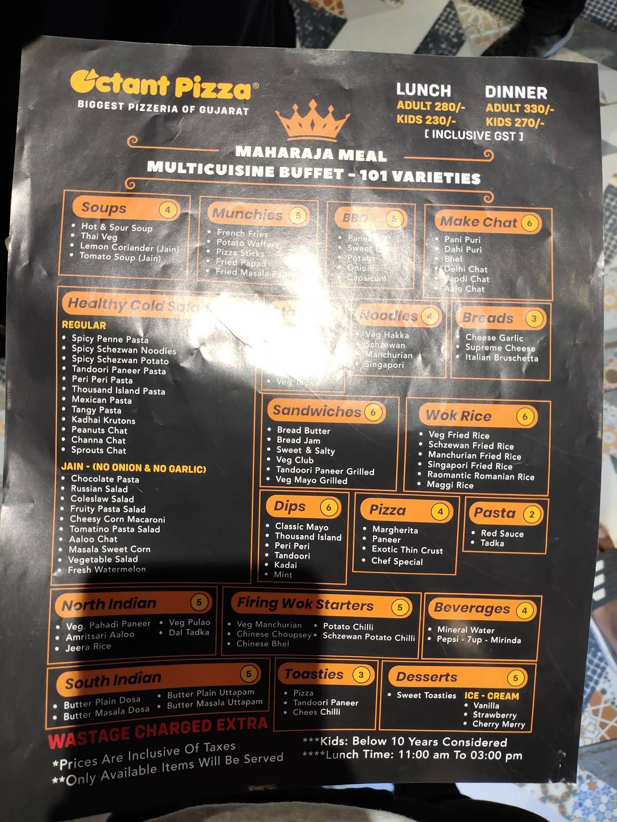 Menu at Octant Pizza (Prahladnagar), Ahmedabad, Circle P Complex