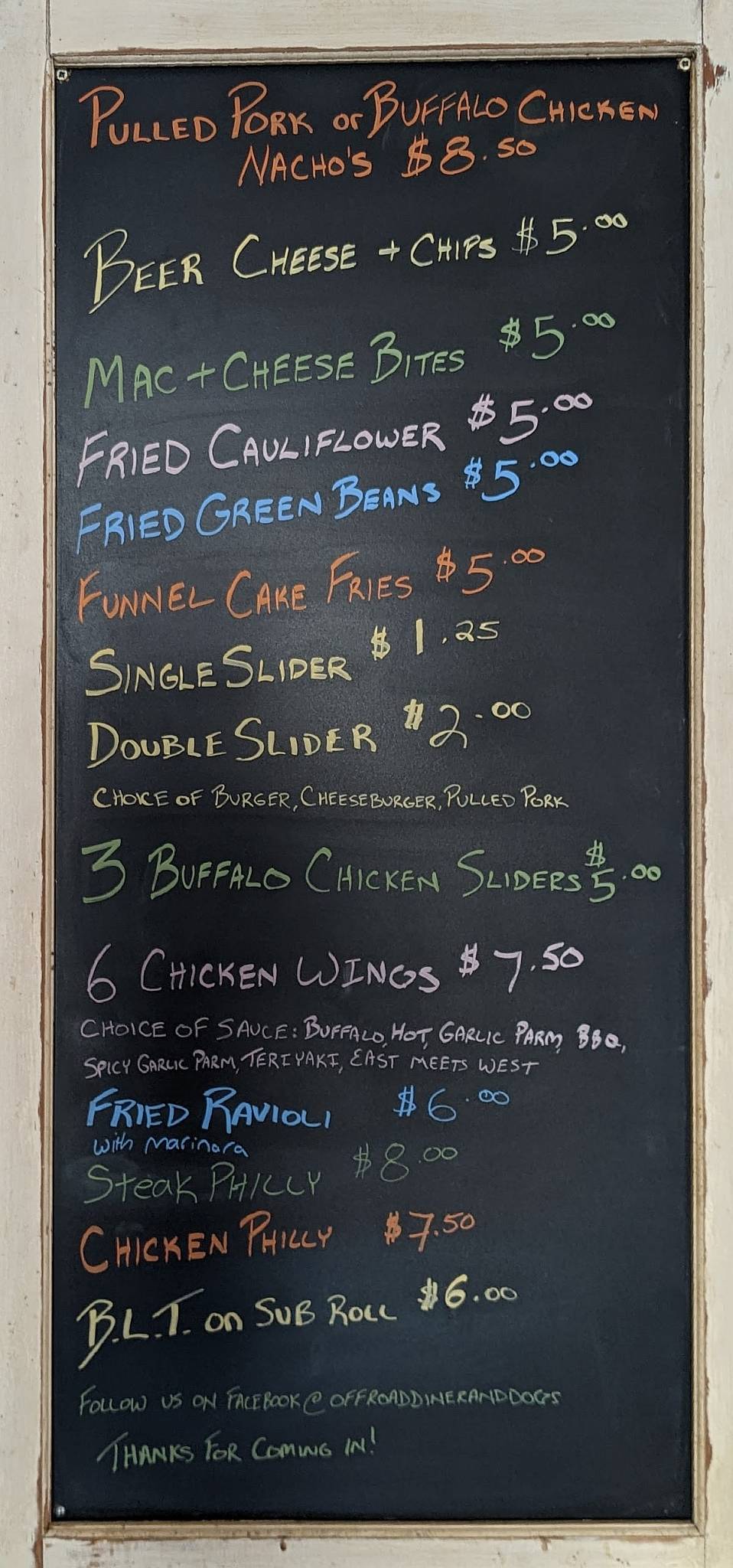 Menu at Off Road Diner and Dogs, formerly Chicago's Own BBQ, Oak Ridge