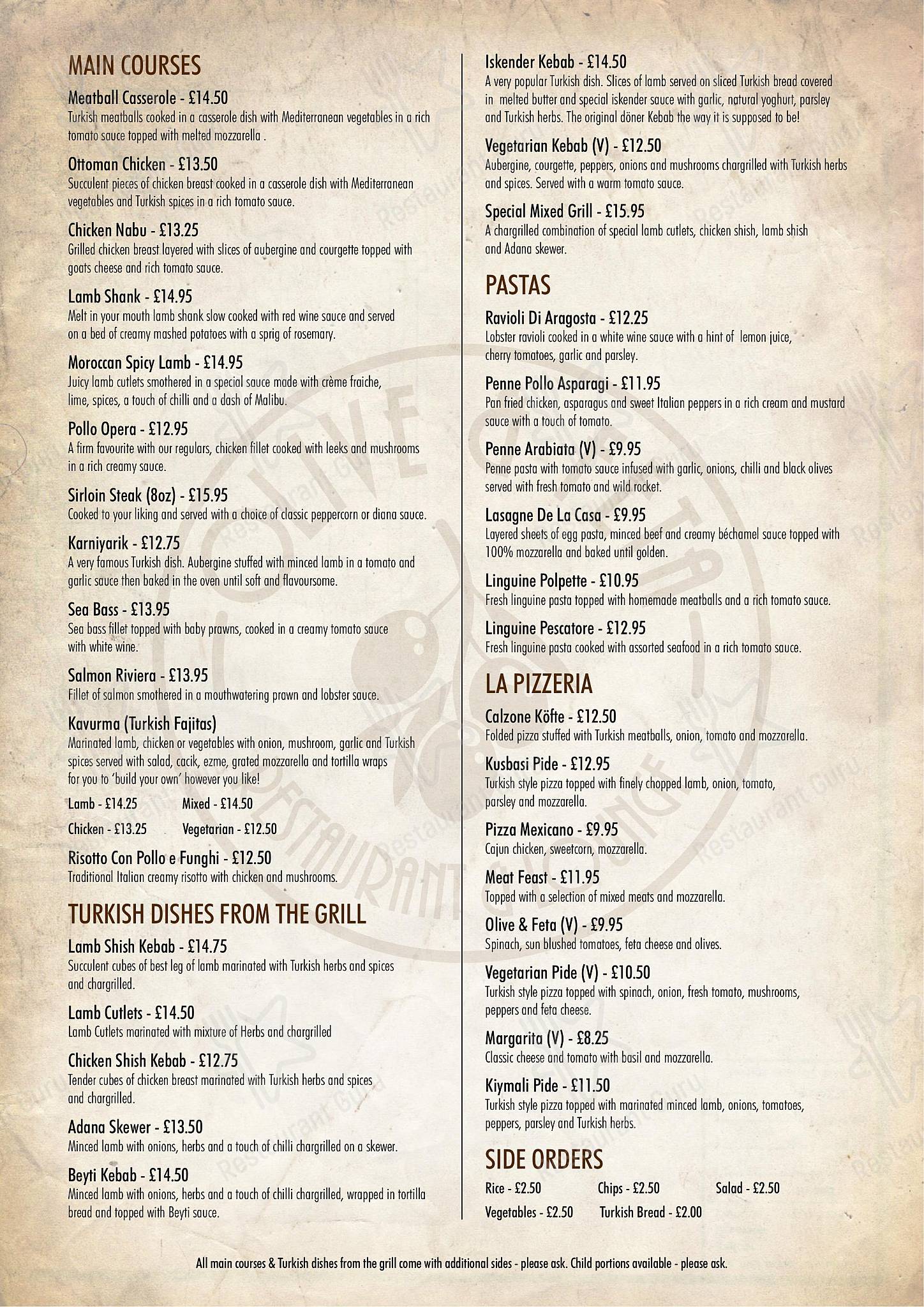 Menu at Olive & Feta restaurant, Leeds, 8 Town St