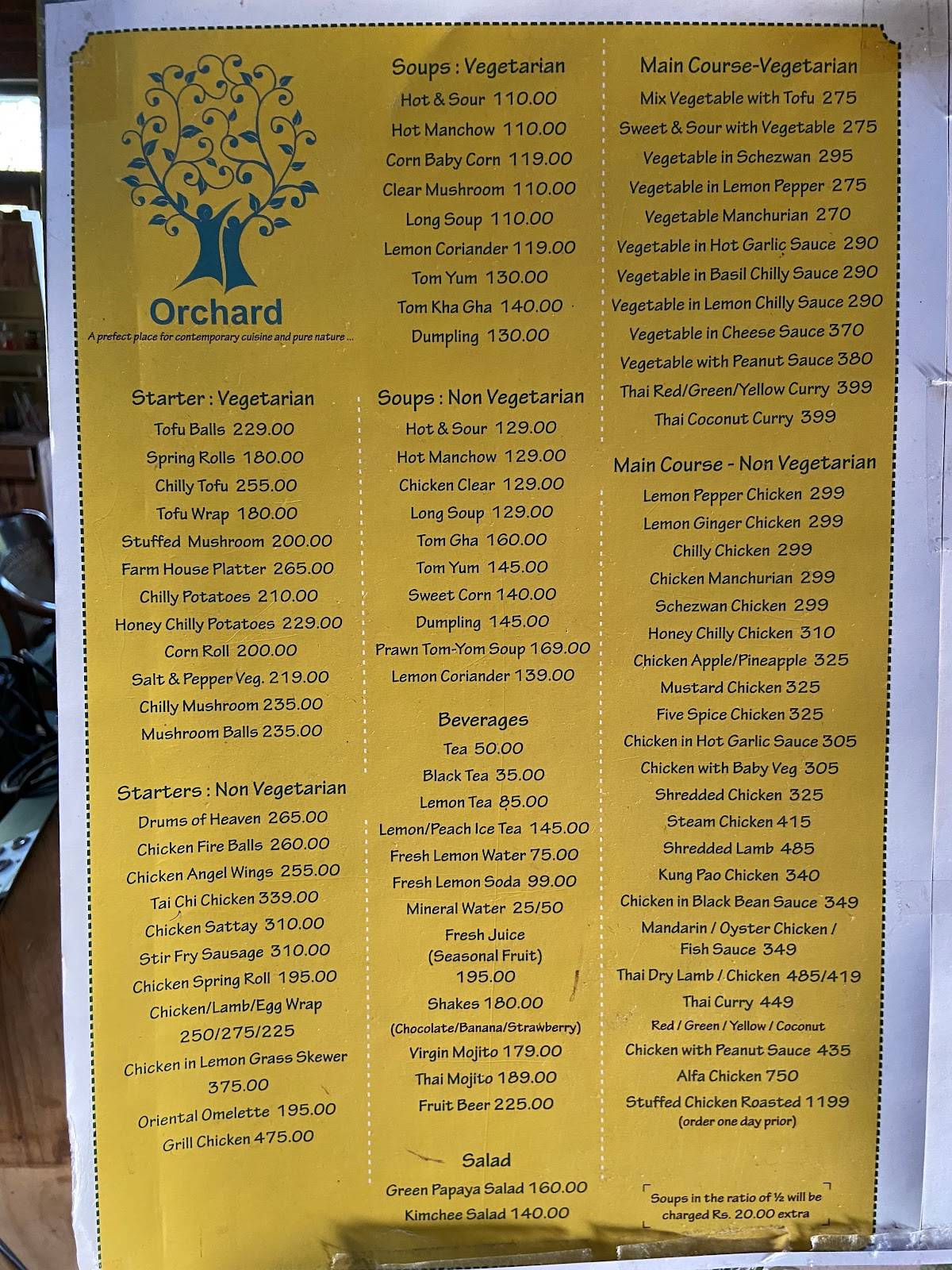 Menu at Orchard, Dehradun, 3/B