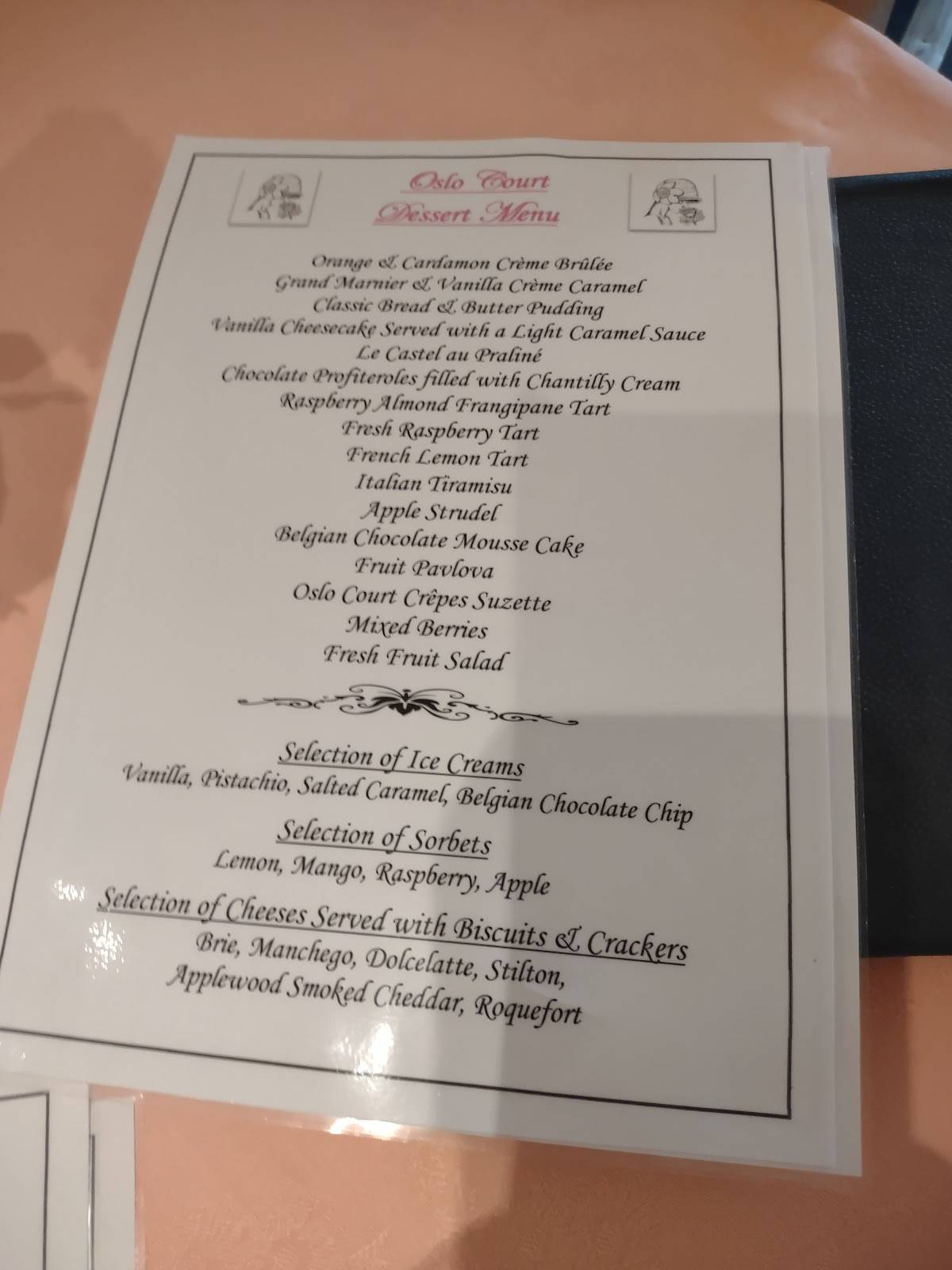 Menu at Oslo Court Restaurant, London