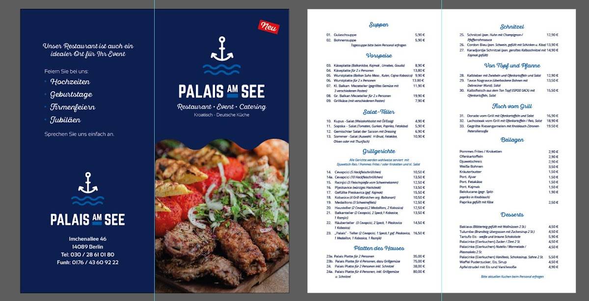 Speisekarte von Palais am See restaurant, Berlin