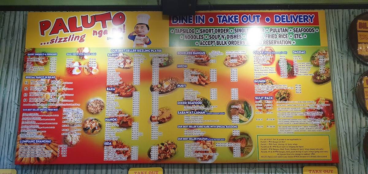 Menu at Paluto restaurant, Manila, Nicolas Zamora St