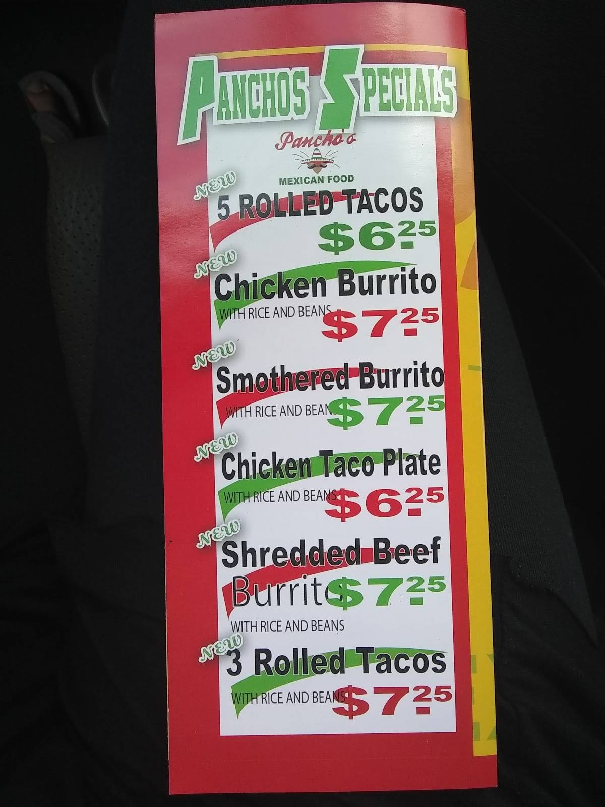 Menu at Poncho's Mexican Food restaurant, Casper, CY Ave