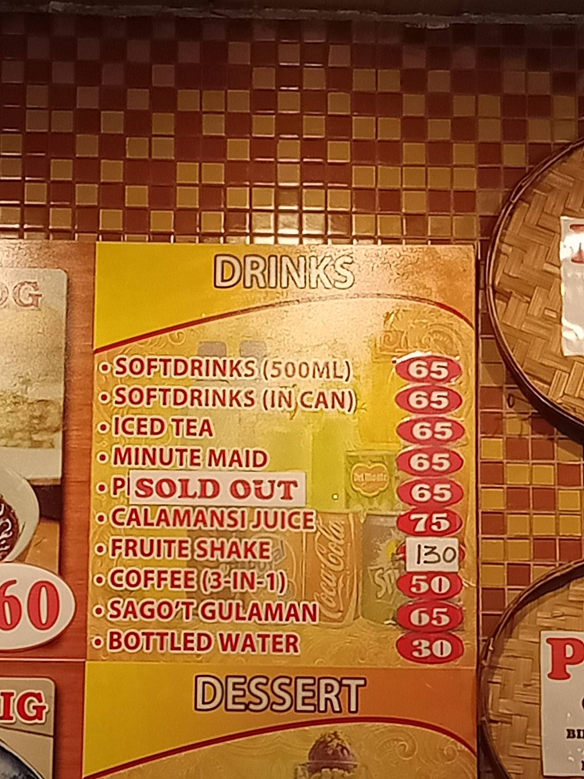 Menu at Tapsi ni Vivian at Bulaluhan restaurant, Pasig, H3CM+Q6J