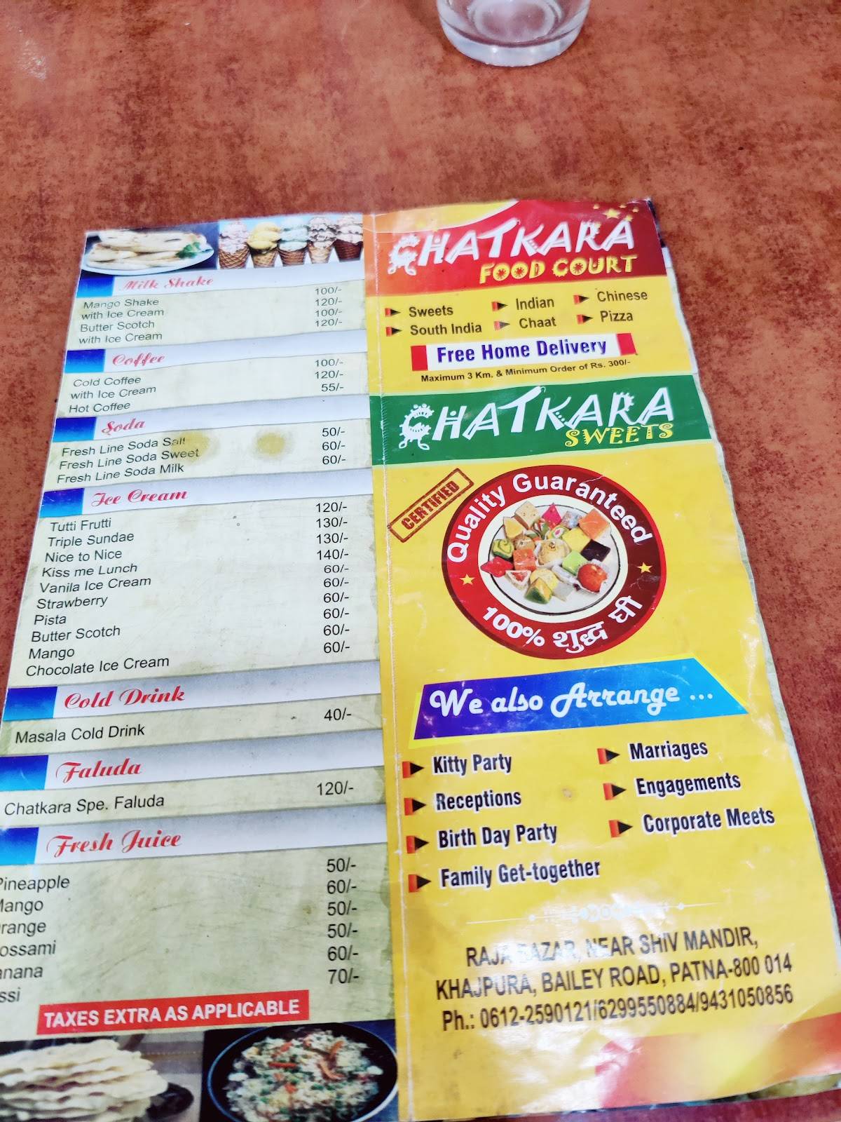 Menu at Chatkara Food Court, Patna, Bailey Rd