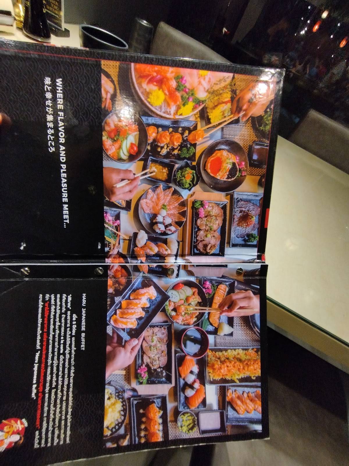Menu at Haru Japanese buffet restaurant, Pattaya City