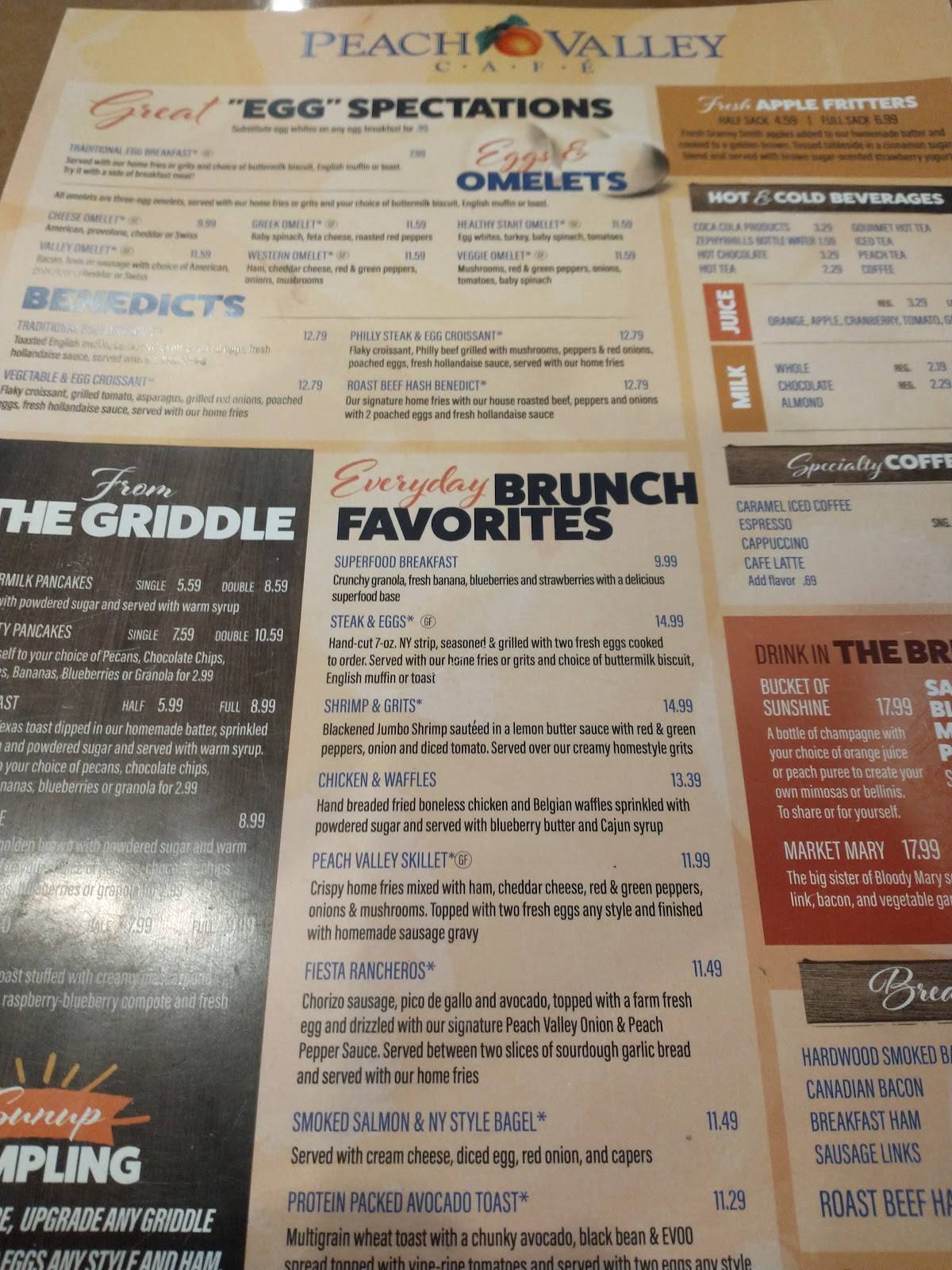 Menu at Peach Valley Café cafe, Mount Dora