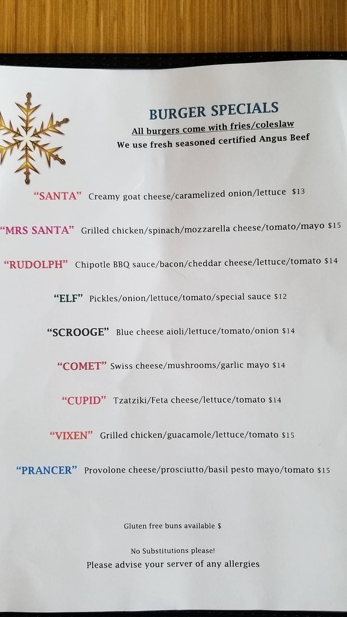 Menu at The Hungry 7 restaurant, Perth