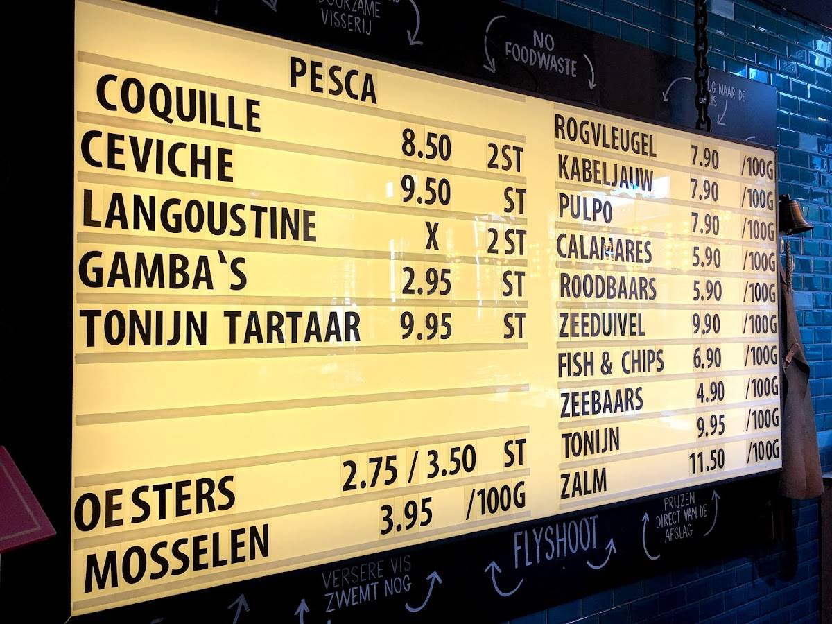 Menu at Pesca Vis Seafood Restaurant Amsterdam, Amsterdam