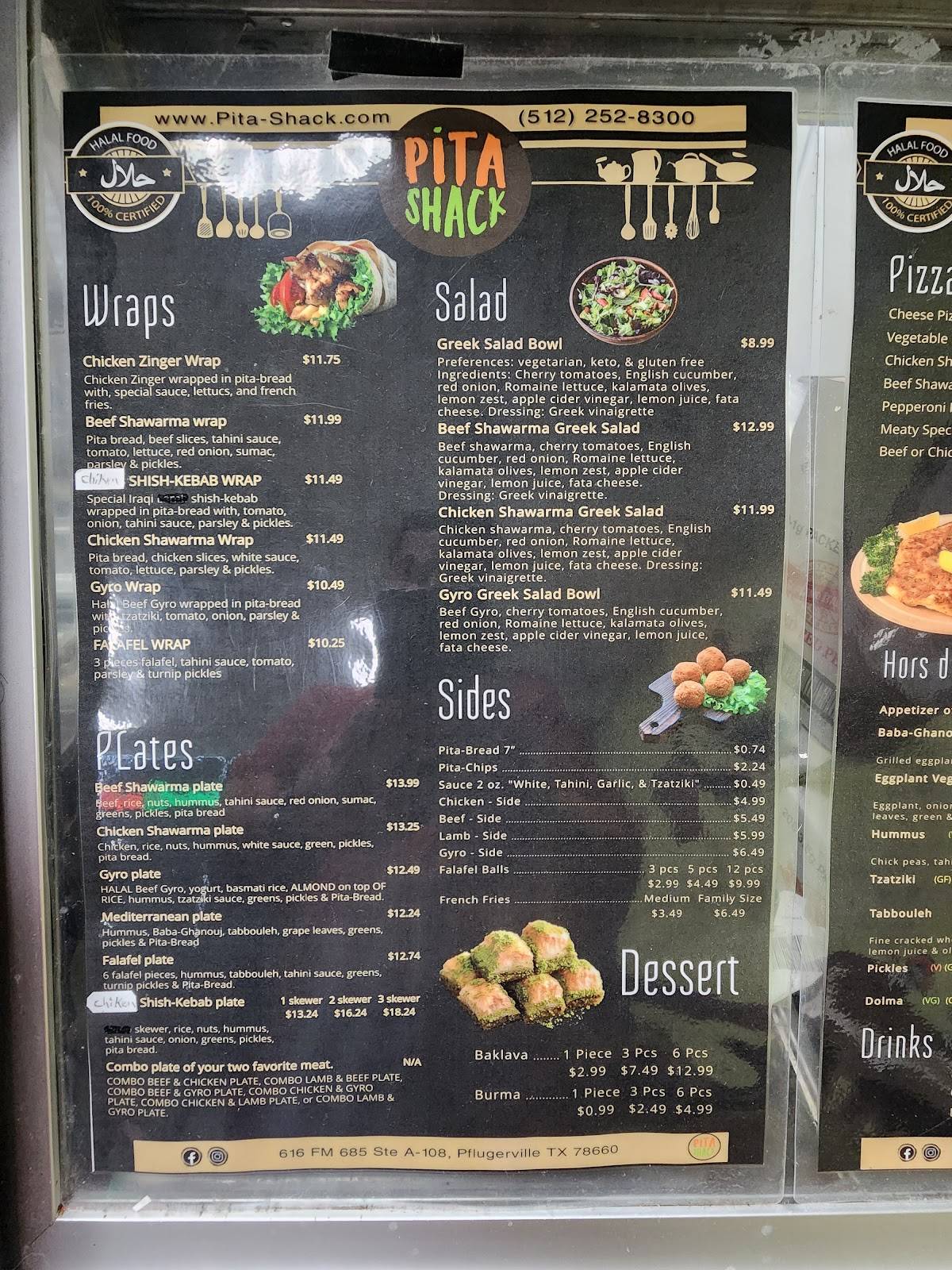 Menu at Pita Shack Best Halal Mediterranean Restaurant, Pflugerville
