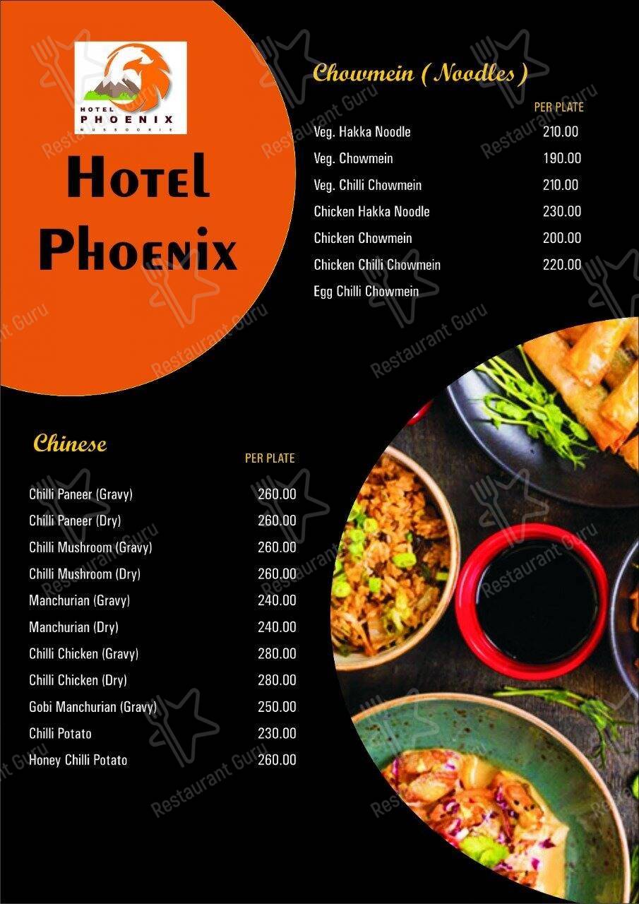 Menu at Phoenix, Mussoorie