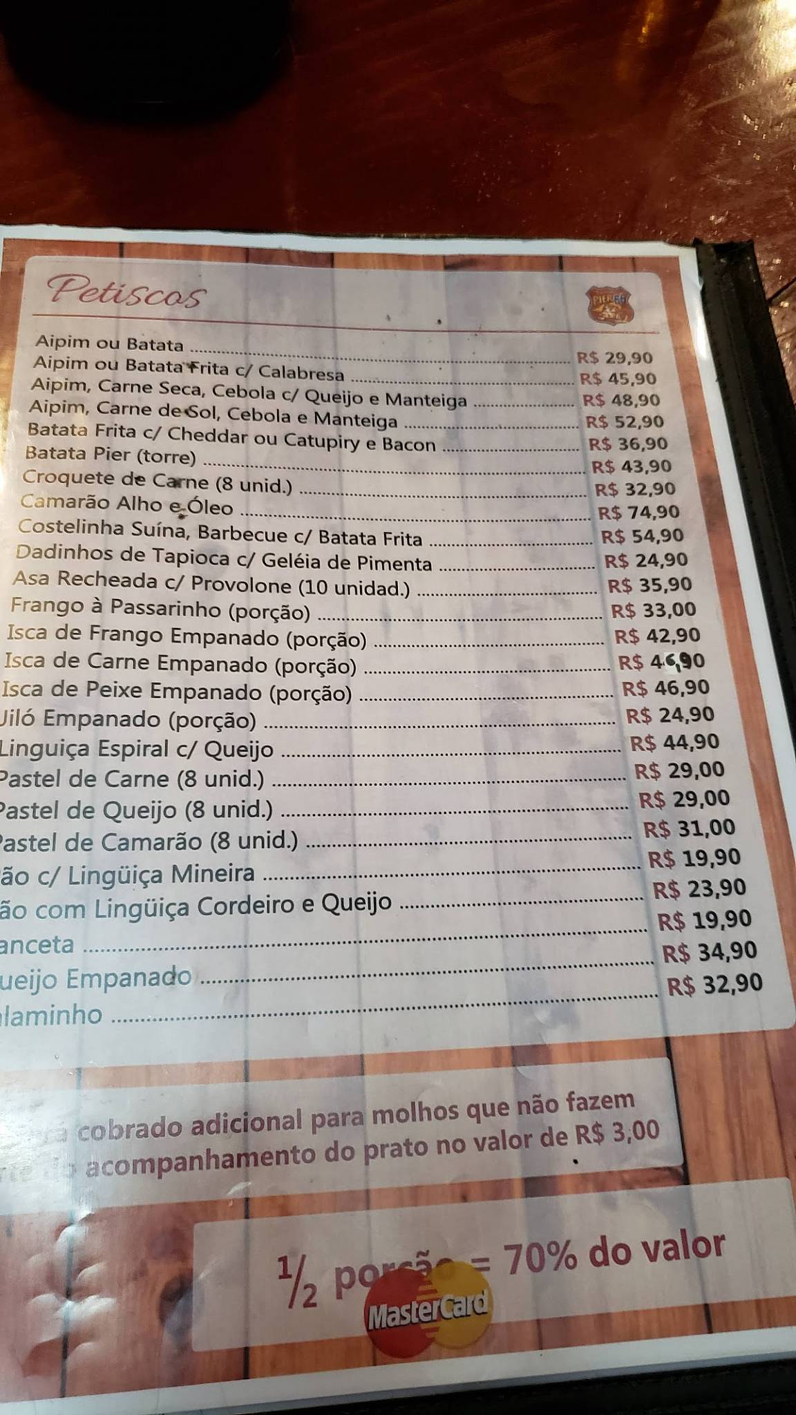 Menu at Pier 66 pub & bar, Teresópolis