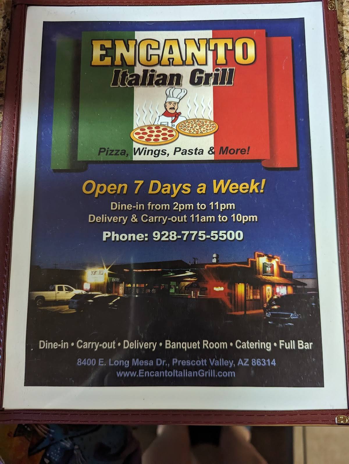 Menu at Encanto Italian Grill pizzeria, Prescott Valley