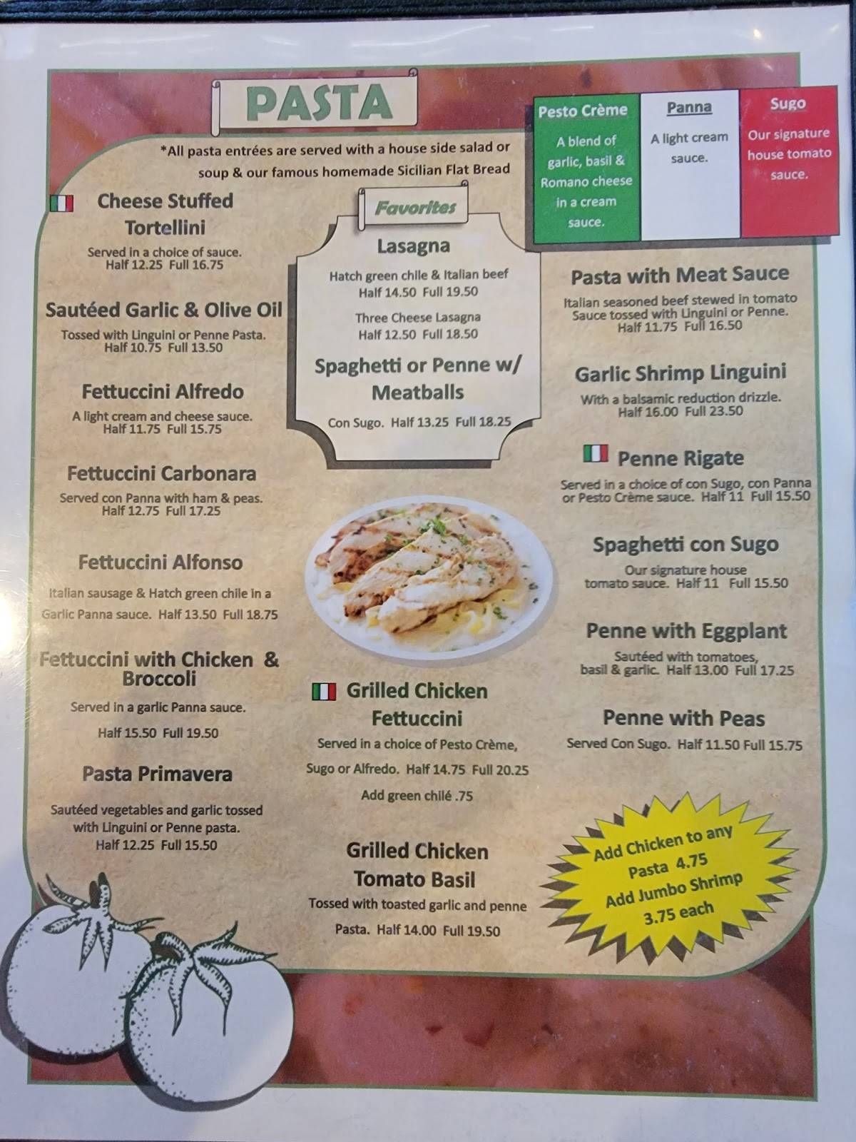 Menu at Lorenzo's Italian Restaurant, Las Cruces, E University Ave