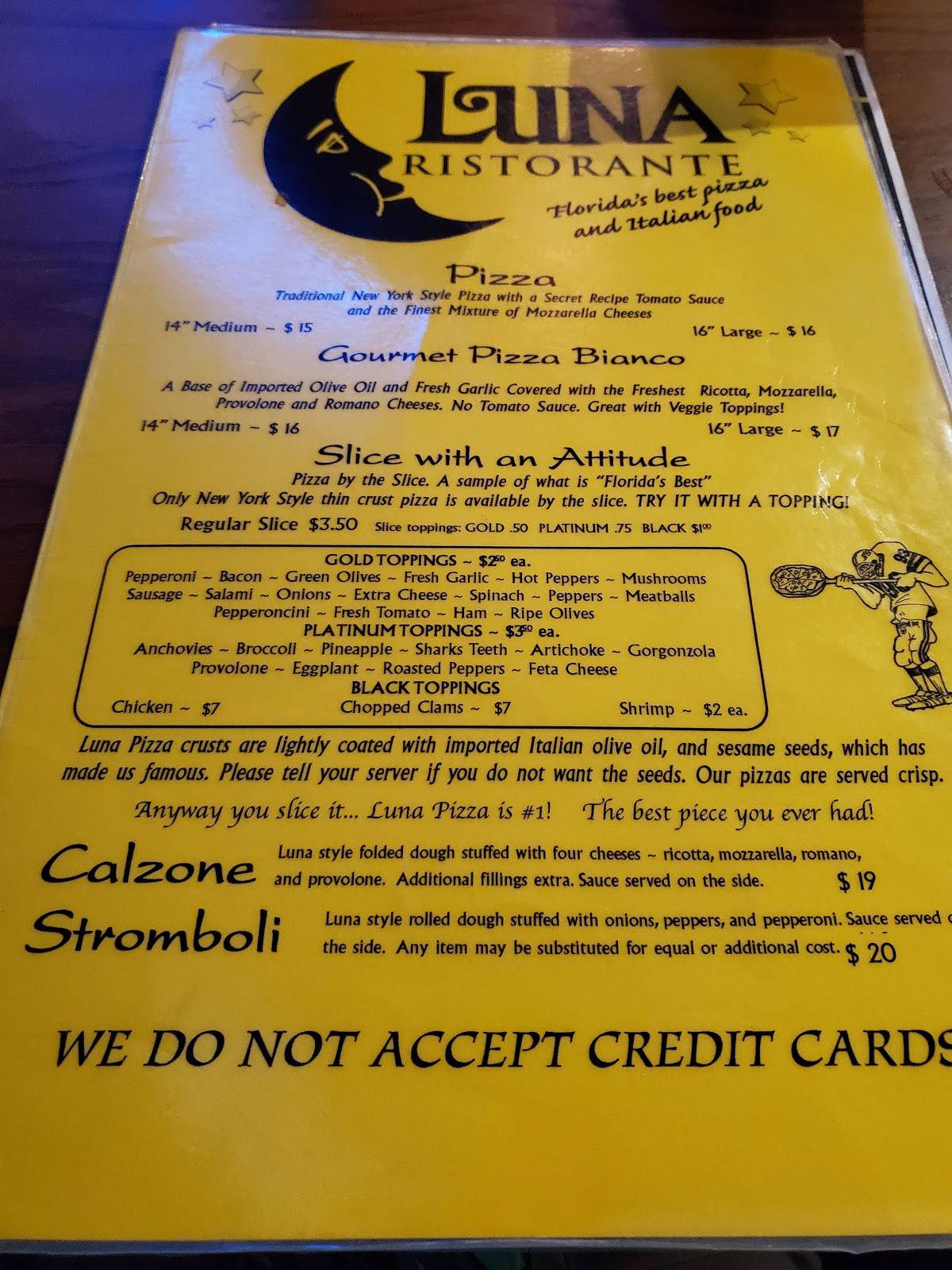 Menu at Luna Restaurant, Venice