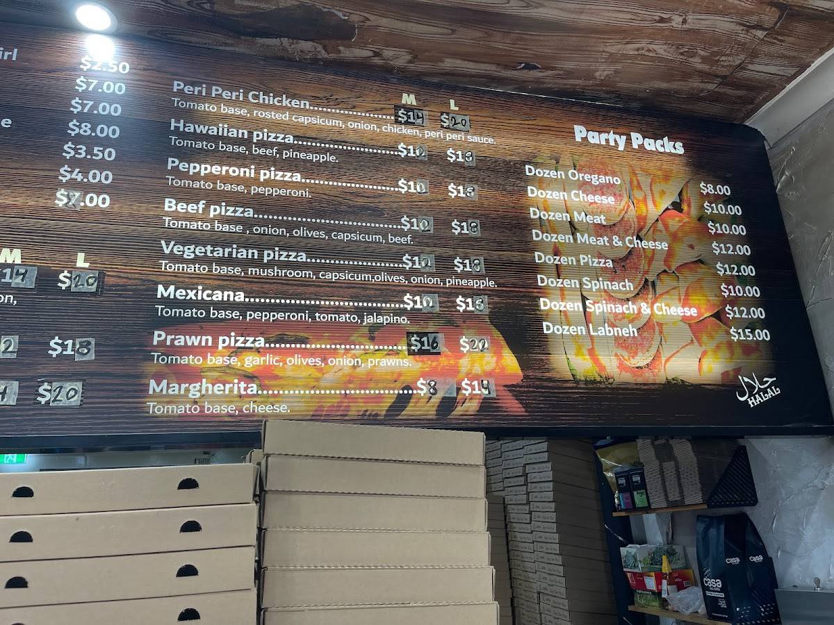 Menu at Rawda Bakery, Smithfield