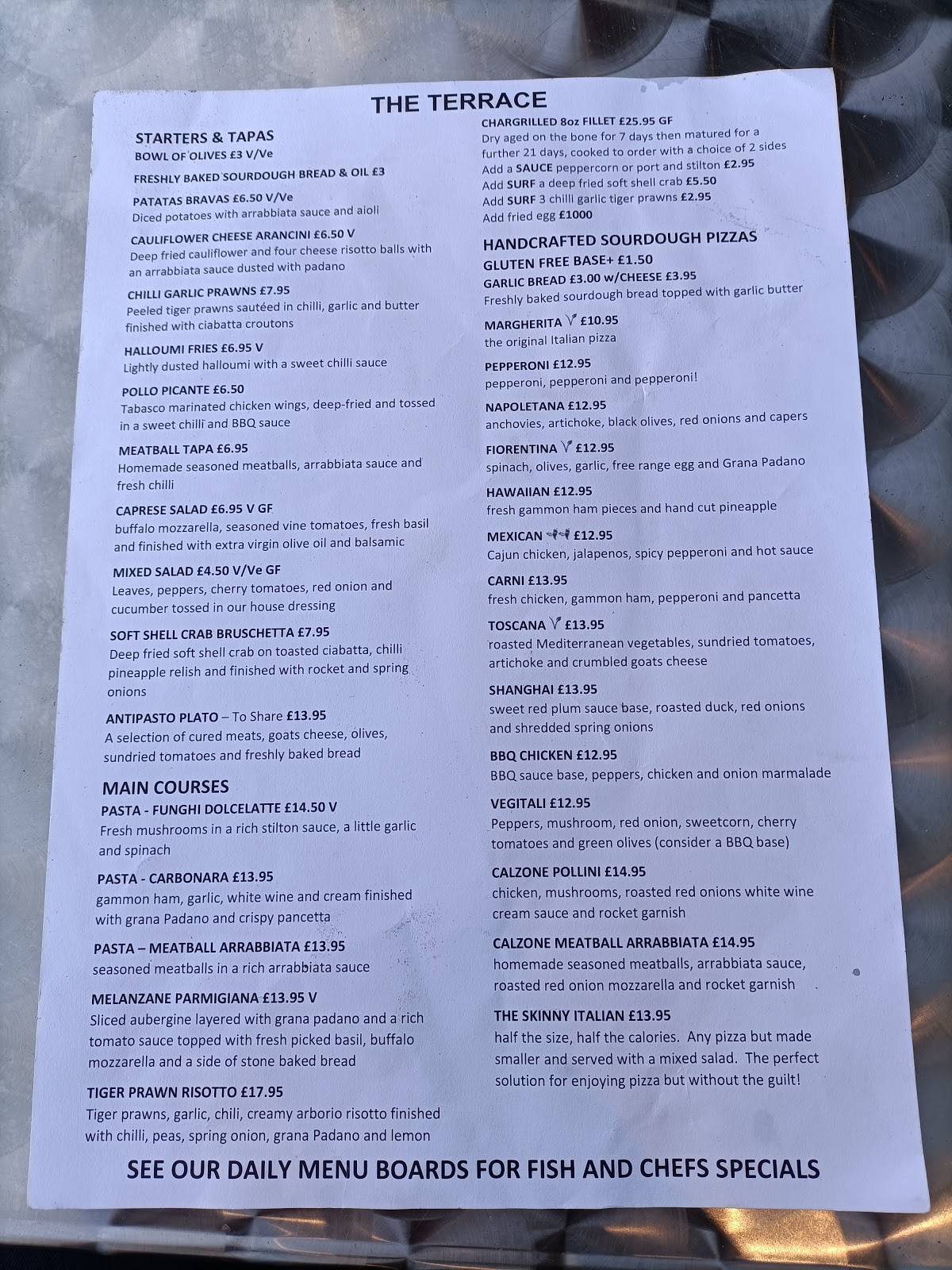 Menu at TERRACE hayle pizzeria, Hayle
