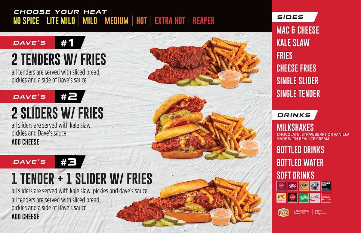 Carta del restaurante Dave's Hot Chicken, Plano, Preston Rd A