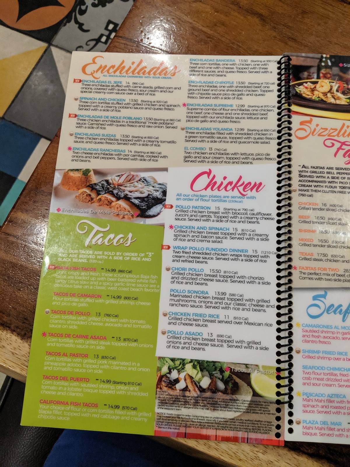 Menu at Plaza Azteca Mexican Restaurant · Lancaster, Lancaster ...