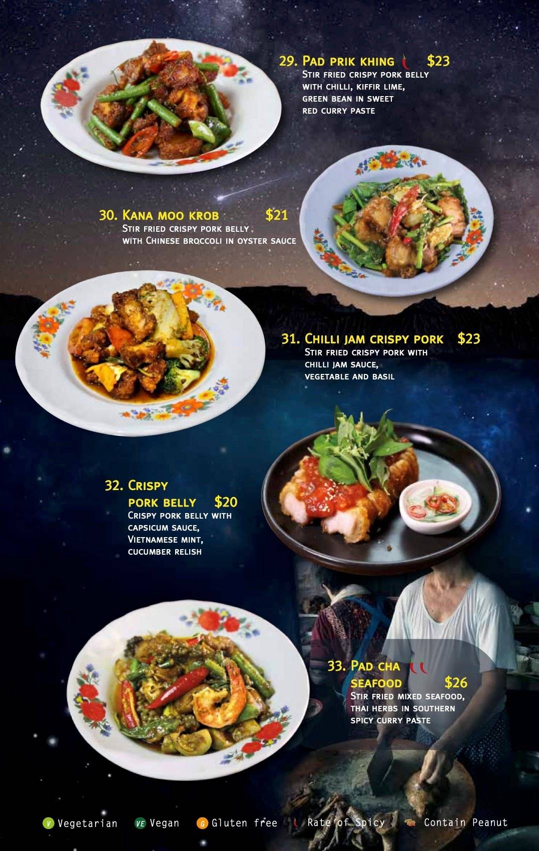 Menu at Pochana restaurant, Brisbane City