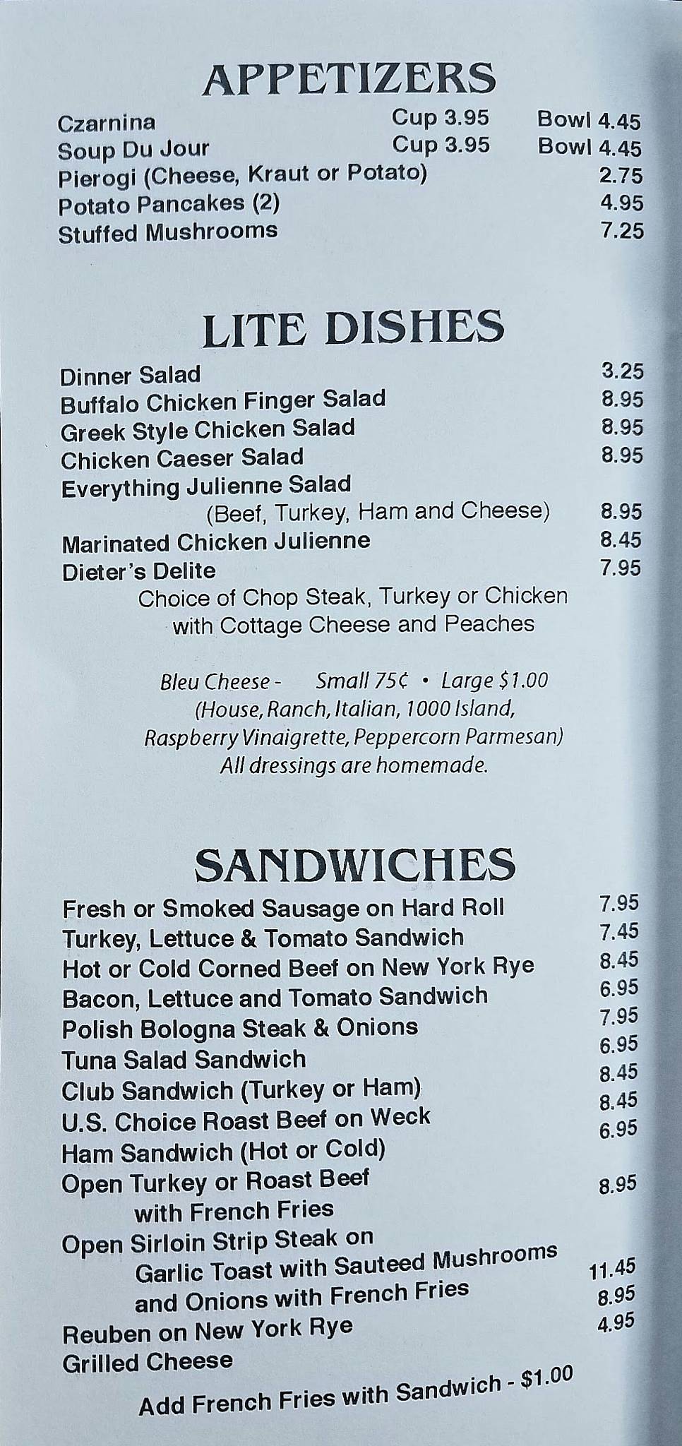 Menu at Polish Villa restaurant, Cheektowaga, Union Rd