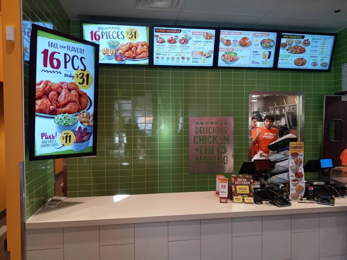 Menu at Pollo Campero fast food, Chicago, 20 E Chicago Ave