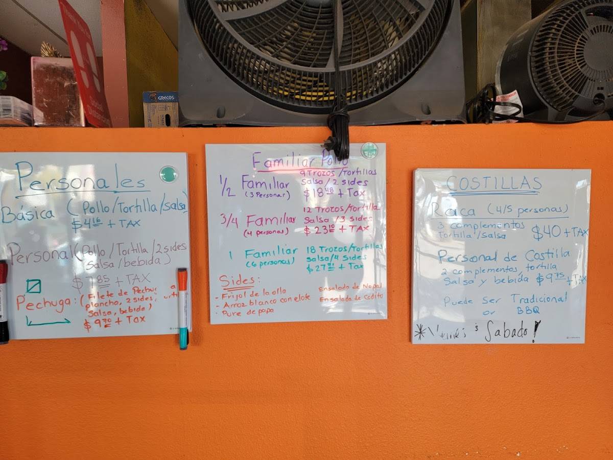 Menu at Pollos MI Pollo restaurant, Calexico