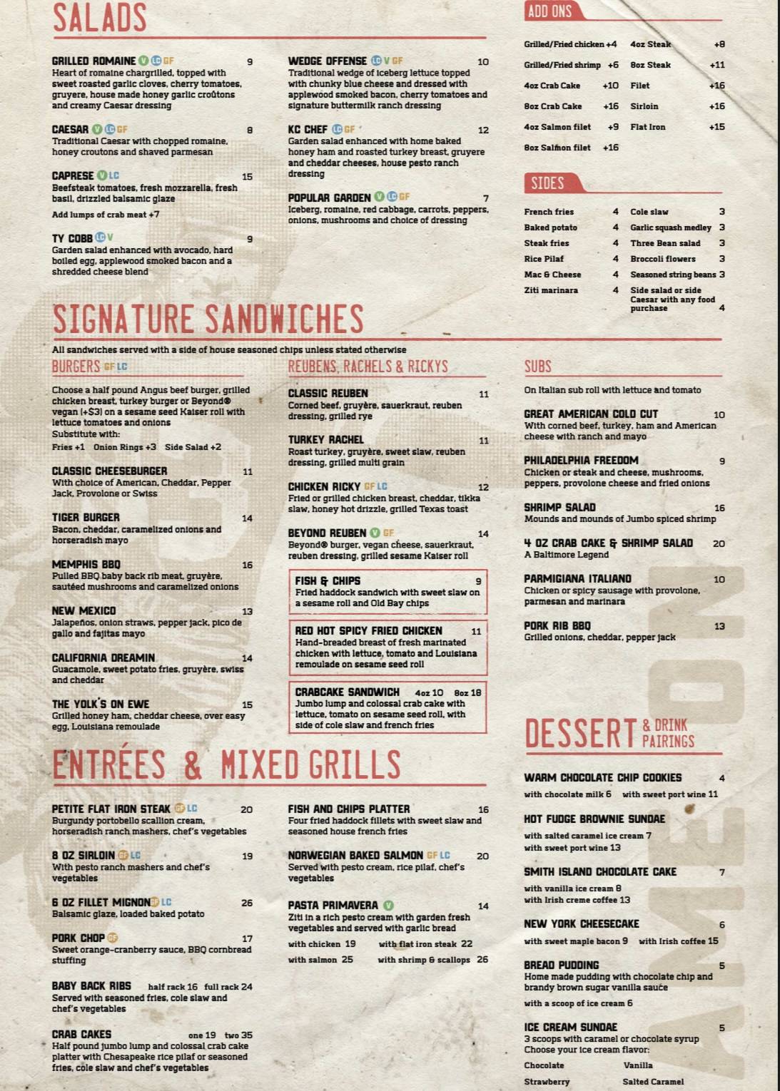 Menu at Poplar Inn pub & bar, Baltimore