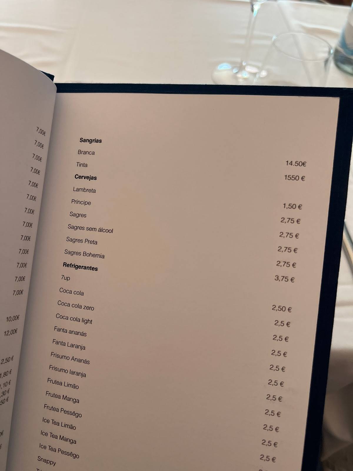 Menu at 5 Oceanos restaurant, Matosinhos
