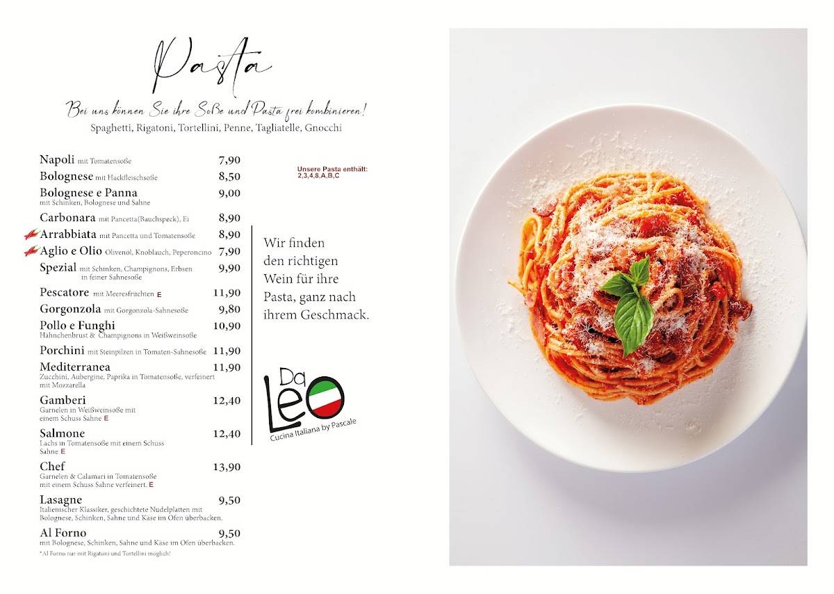 Speisekarte von Da Leo pizza, Pressath