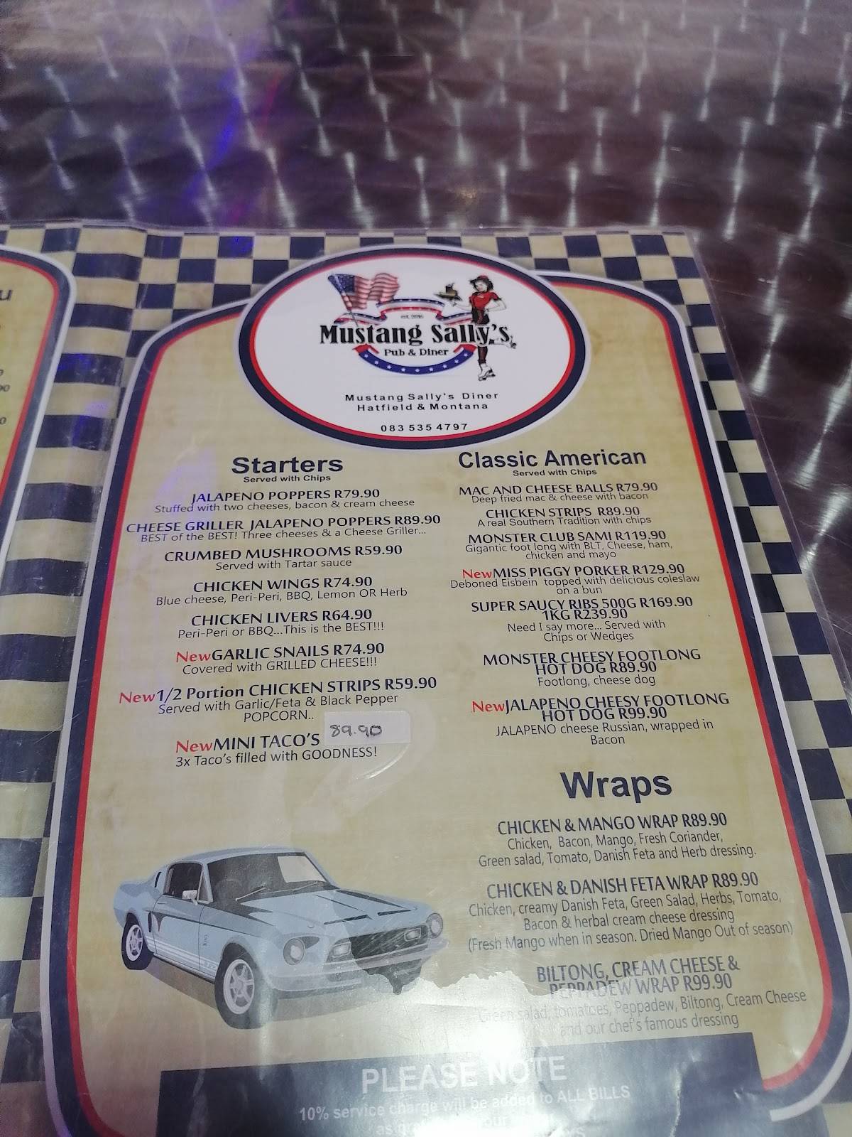 Menu at Mustang Sally's Pub & Diner Montana, Pretoria