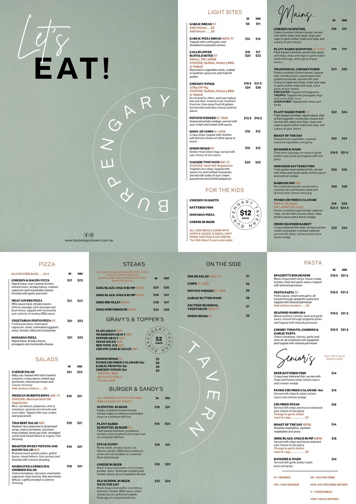 Menu at Burpengary Tavern pub & bar, Burpengary
