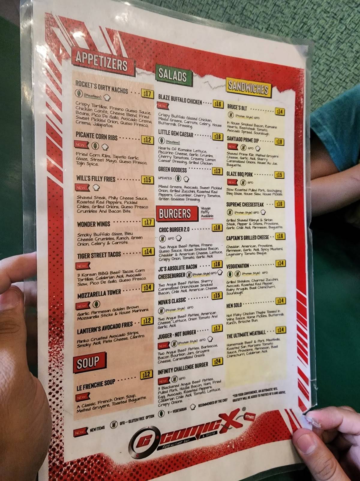 Menu at Comicx Restaurant Bar & Store, Phoenix