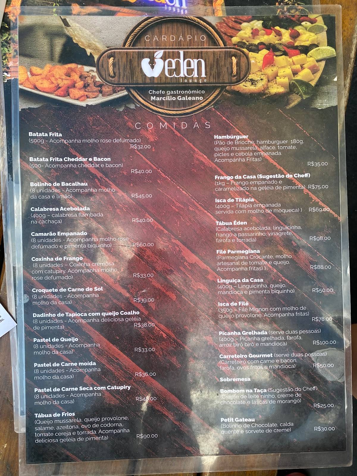 Menu at Eden Lounge pub & bar, Campo Grande