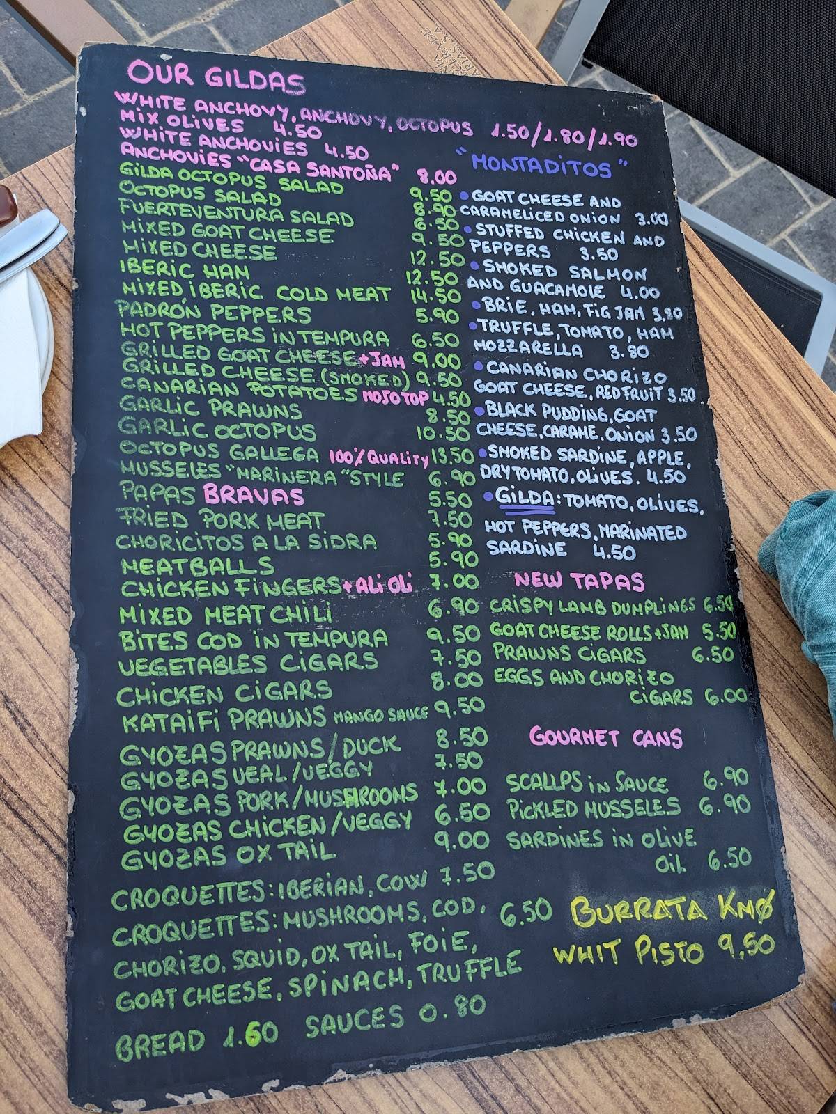 Menu at Gilda Casa de Pinchos y Tapas pub & bar, Corralejo
