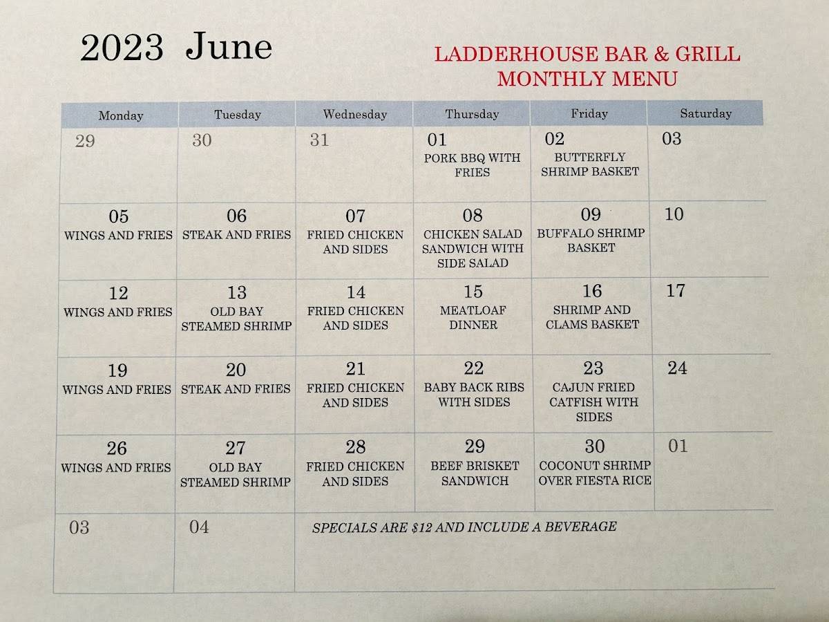 Menu at Ladder House Bar & Grill Inc, Martinsburg