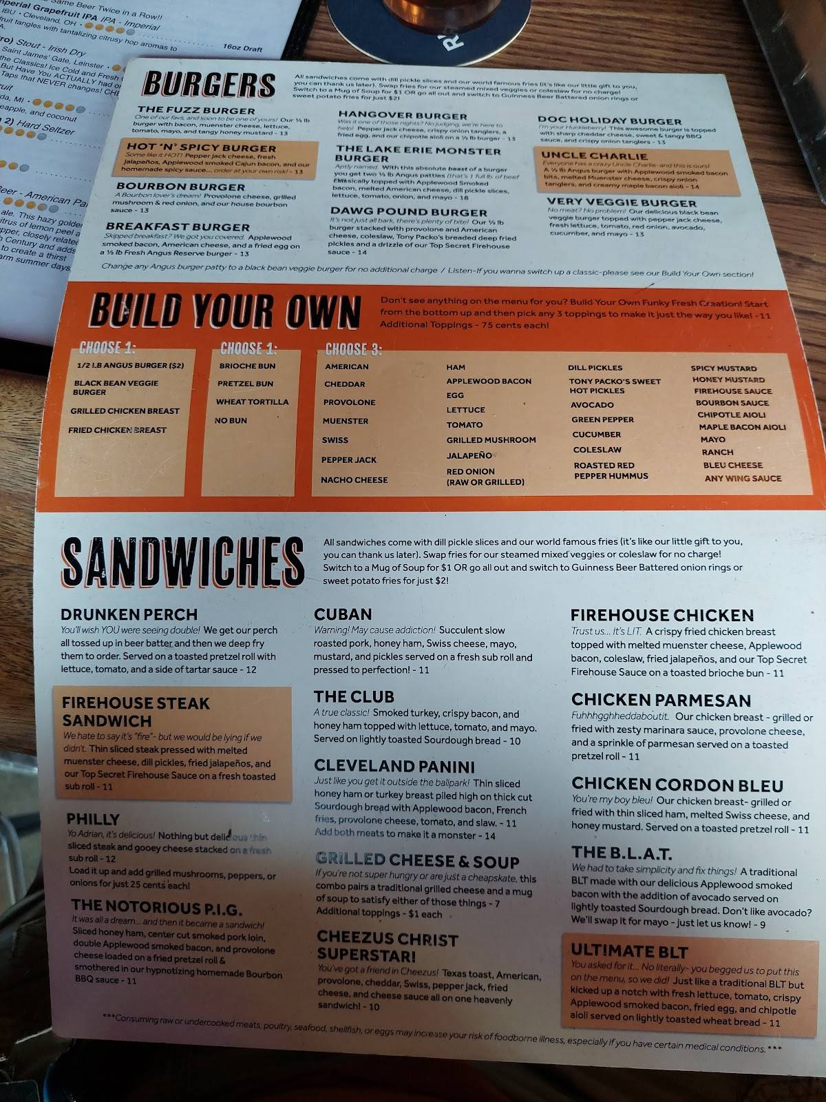 Menu at Main Street Tavern pub & bar, Huron