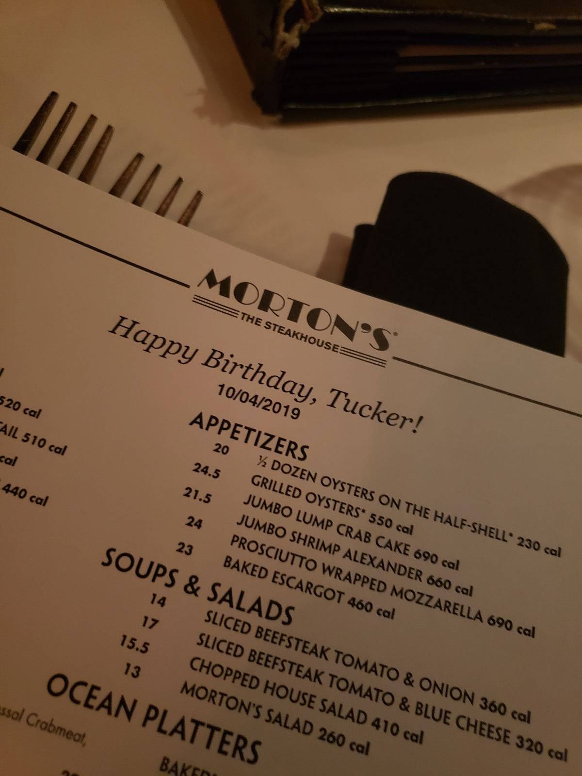 Menu at Morton's The Steakhouse, Burbank, W Olive Ave