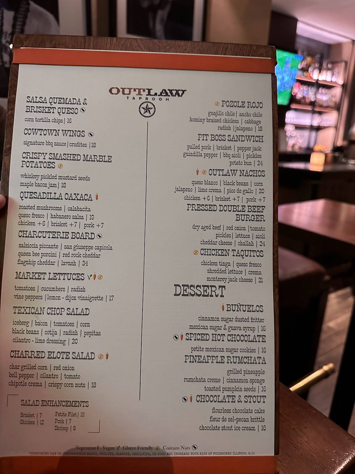 Menu at OUTLAW Taproom pub & bar, Irving