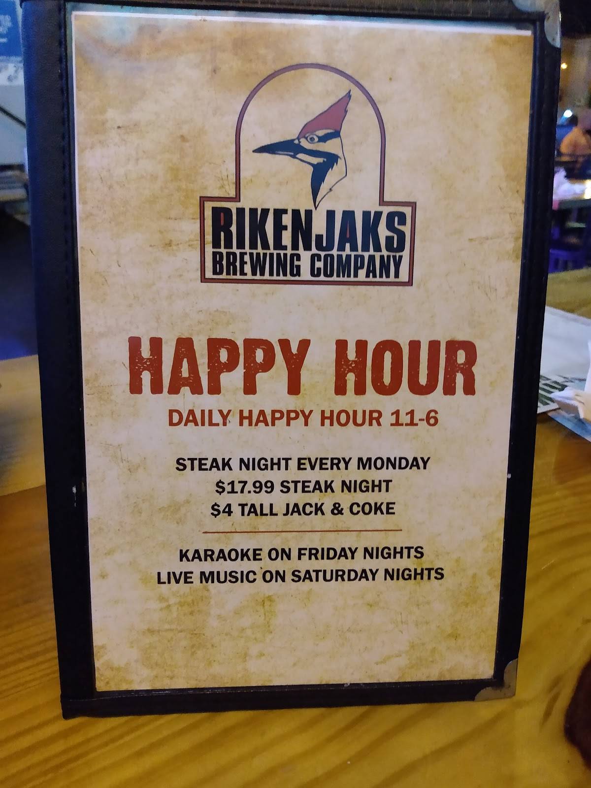 Menu at Rikenjaks Brewing Company pub & bar, Vidor