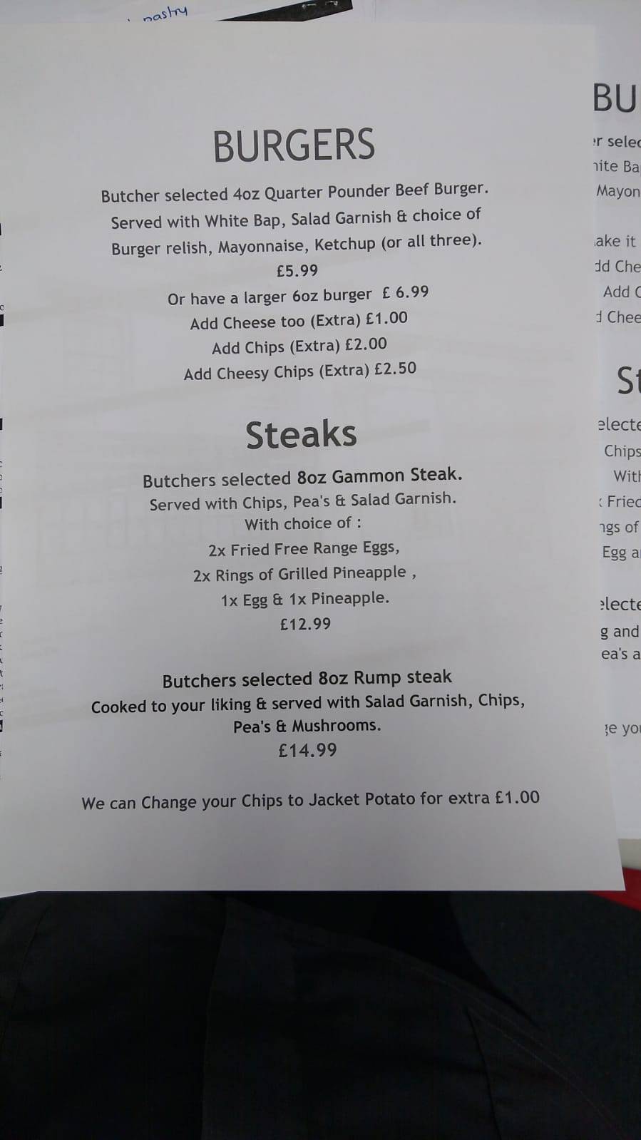 Menu at The Castle Inn pub & bar, Axminster