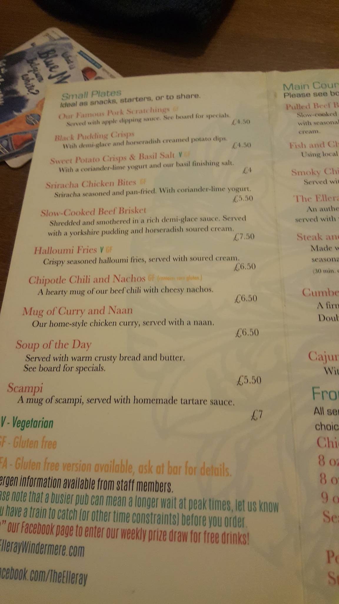 Menu at The Elleray pub & bar, Windermere